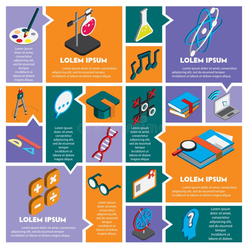 Illustration of Info Graphic Education Icons Set Concept Stock Vector ...