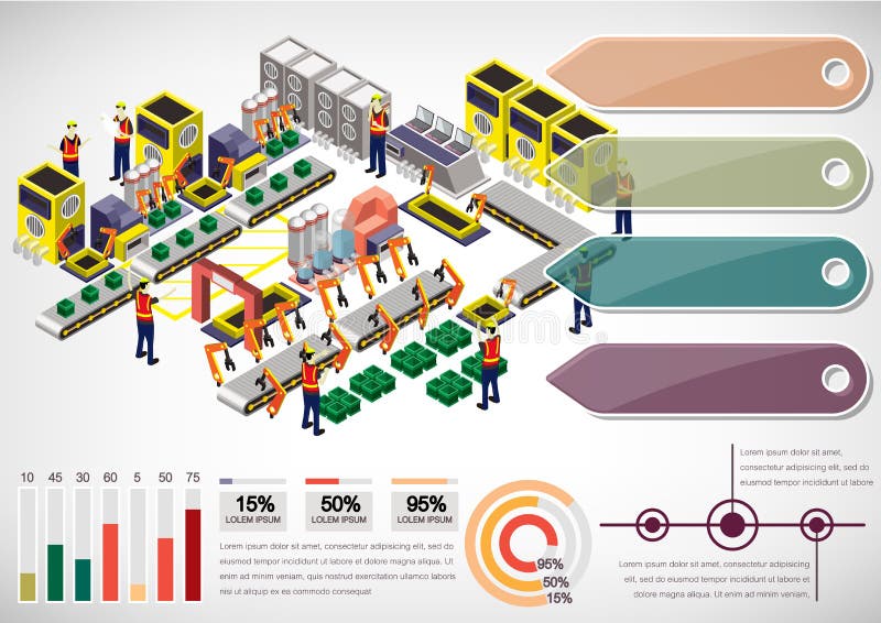 Illustration of Info Graphic Factory Equipment Concept Stock Vector ...