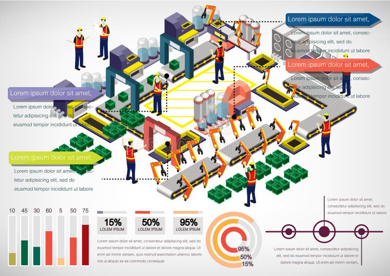 Illustration of Info Graphic Factory Equipment Concept Stock Vector ...