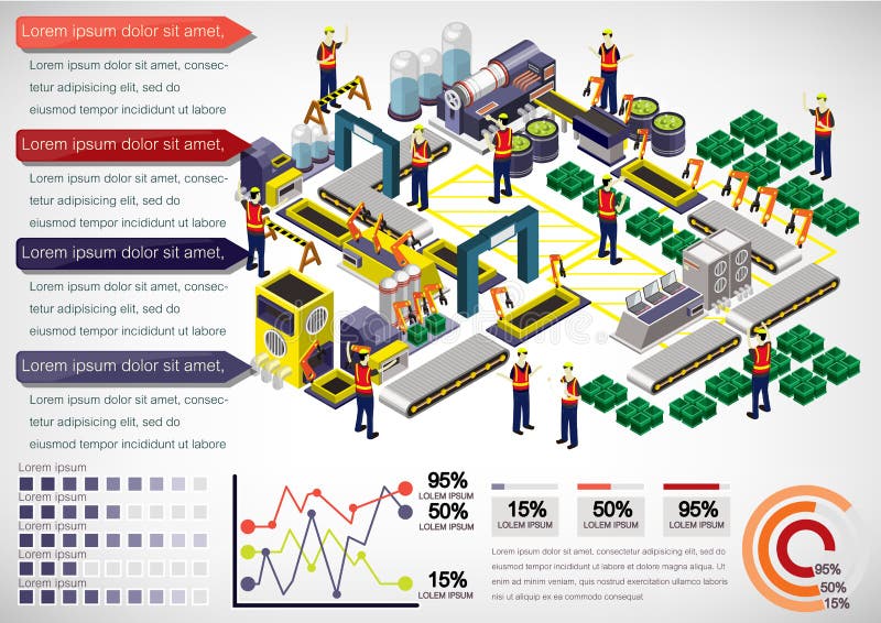 Illustration of Info Graphic Factory Equipment Concept Stock Vector ...