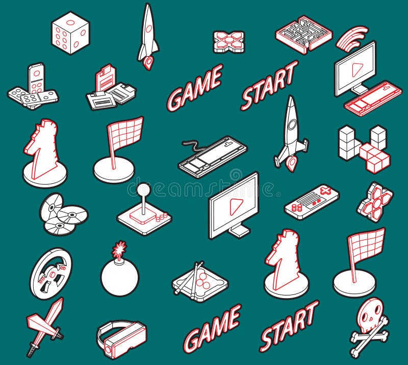 Illustration of Info Graphic Game Icons Set Concept Stock Vector ...