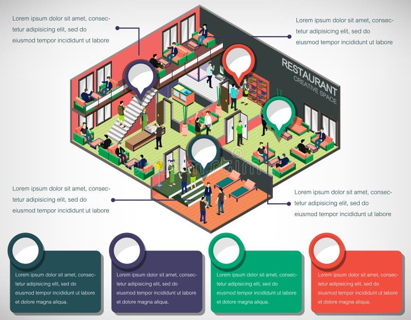 Illustration of Info Graphic Interior Room Concept Stock Vector ...