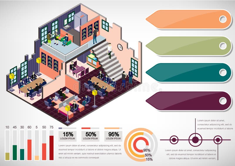 Illustration of Info Graphic Interior Room Concept Stock Vector ...