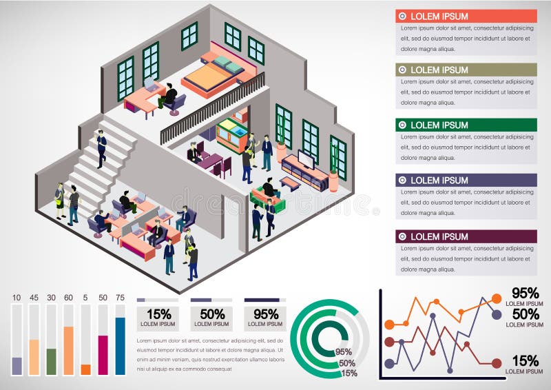 Illustration of Info Graphic Interior Room Concept Stock Vector ...