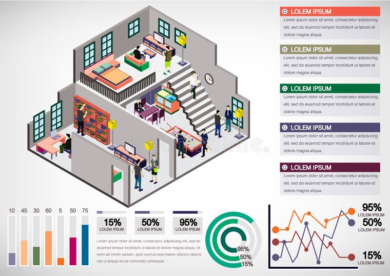 Illustration of Info Graphic Interior Room Concept Stock Vector ...