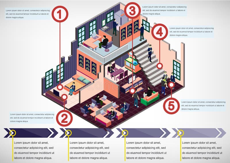 Illustration of Info Graphic Interior Room Concept Stock Vector ...