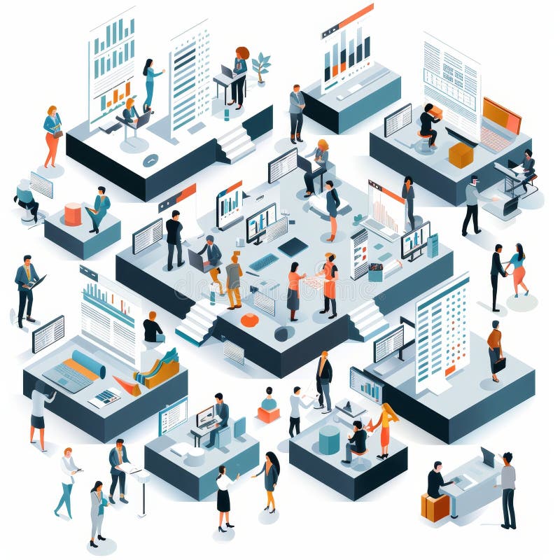 Illustration of Info Graphic People in Isometric 3d Graphic Concept ...
