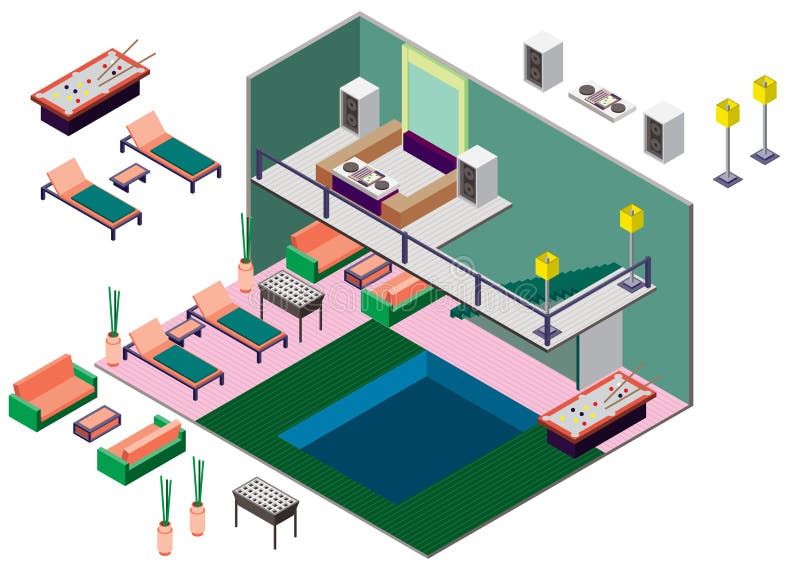 Illustration of Infographic Interior Room Concept Stock Vector ...