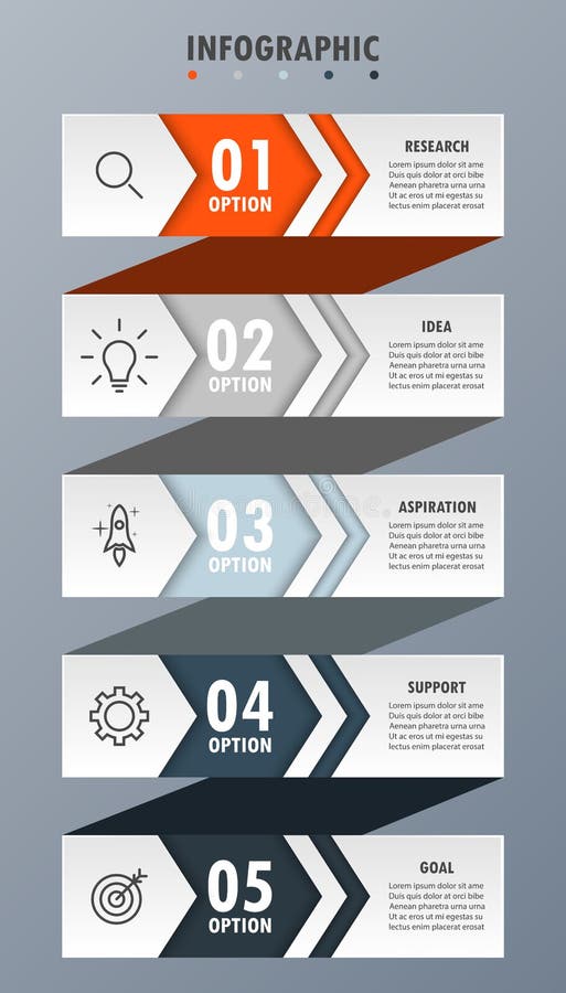 Infographics 5 Steps with Square Stock Vector - Illustration of paper ...