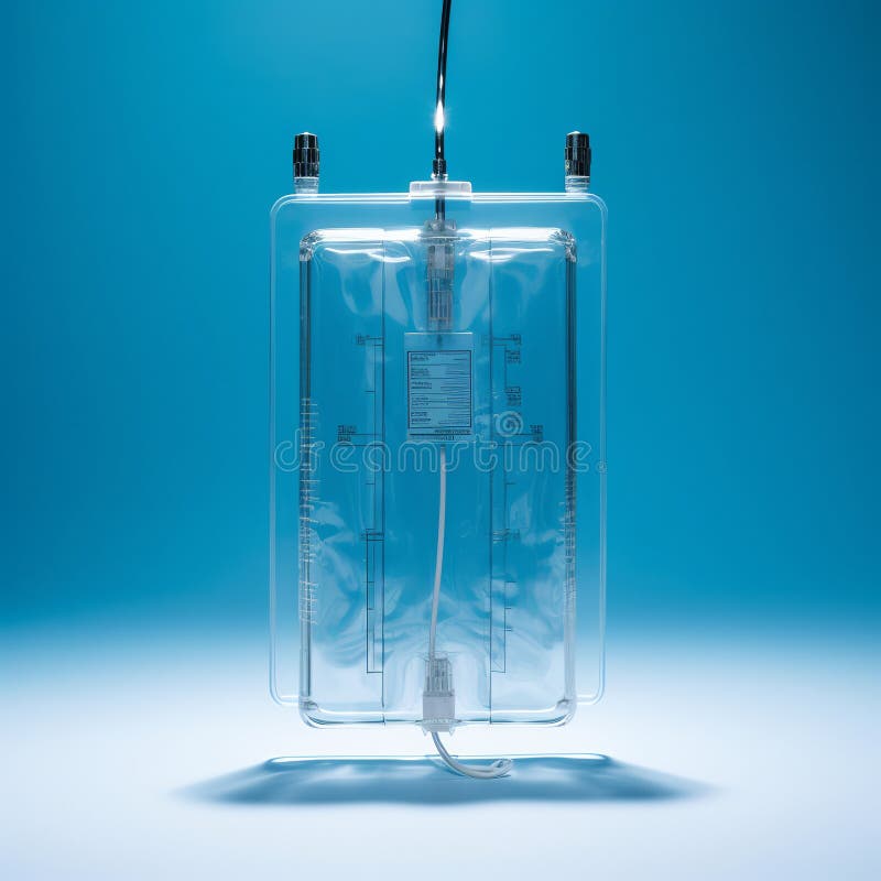 Illustration of Infusion Bag in the Blue Background IV Drip Chamber ...