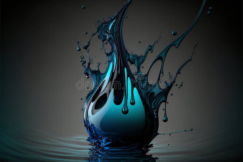 Ink Drop in Water, Digital Illustration Artwork, Abstract, Unique Stock ...