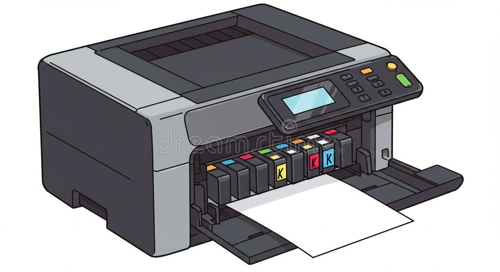 Illustration of an Inkjet Printer with a Paper Tray Extended. the ...