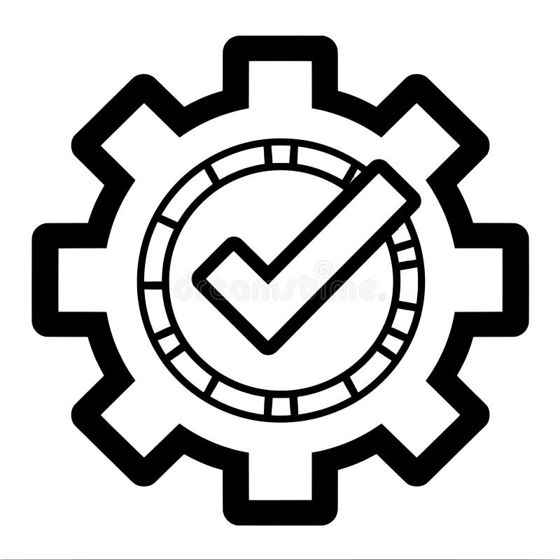 Featuring Inside Gear with Check Mark Icon in Simple Line Art Style ...
