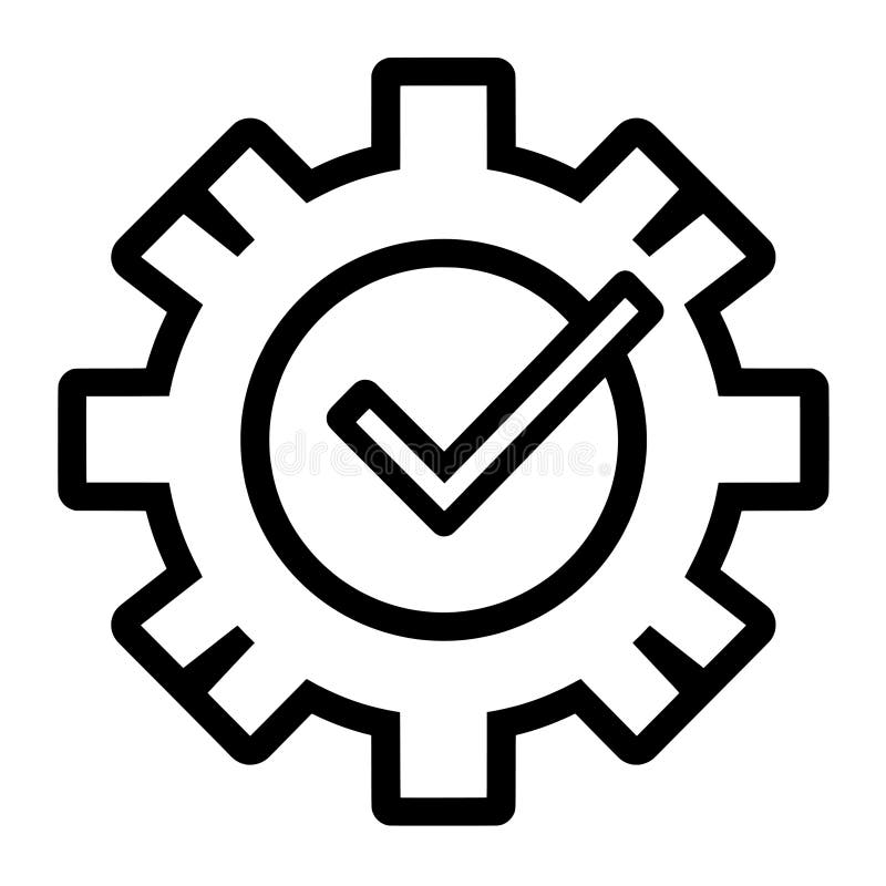 Featuring Inside Gear with Check Mark Icon in Simple Line Art Style ...