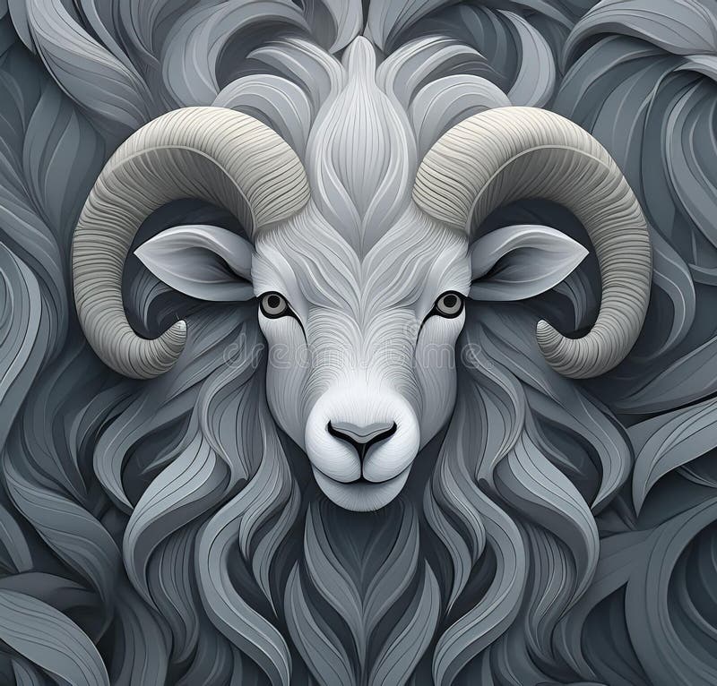 Illustration of a Minimal Pattern Inspired by Ram Fur, with Just Shades ...