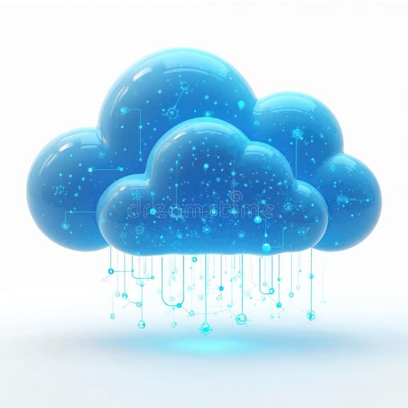 Illustration of Interconnected Blue Cloud with Glowing Network Structure Represents Cloud ...
