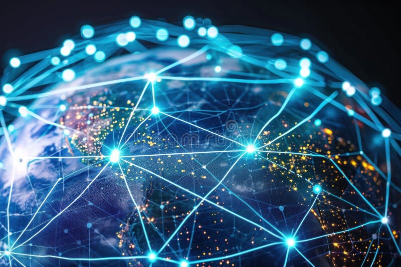 Illustration of Interconnected Communication Lines on a Globe Stock ...