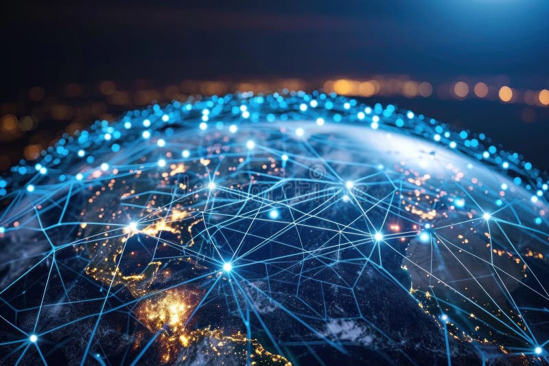 Illustration of Interconnected Communication Lines on a Globe Stock ...