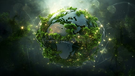 Illustration of an Interconnected Earth with Unity of Technology and ...