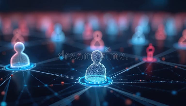 Illustration Interconnected Network of Digital Users. Data Privacy ...