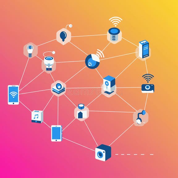 Illustration of Interconnected Smart Devices Forming an Internet of ...