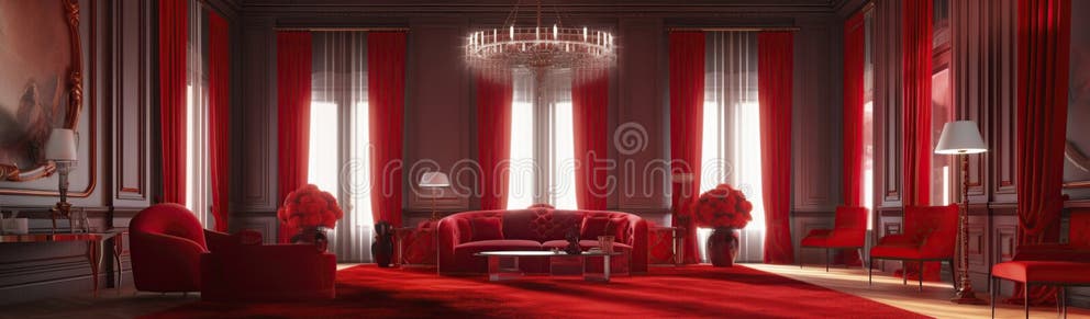 Illustration, the Interior Design of the Red Rooms, Website Header, Ai ...