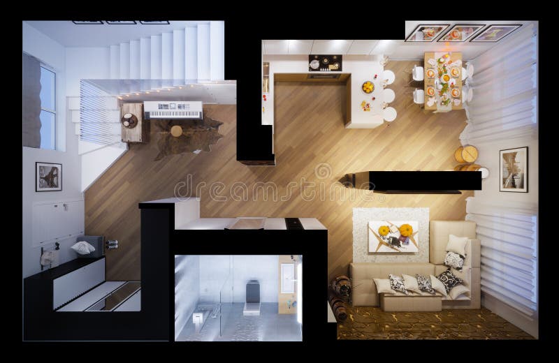 Illustration of a Interior Design in Top View Stock Illustration ...