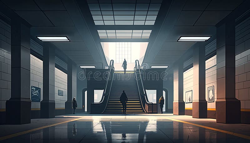 Illustration with the Interior of the Lobby of the Metro Station Stock ...