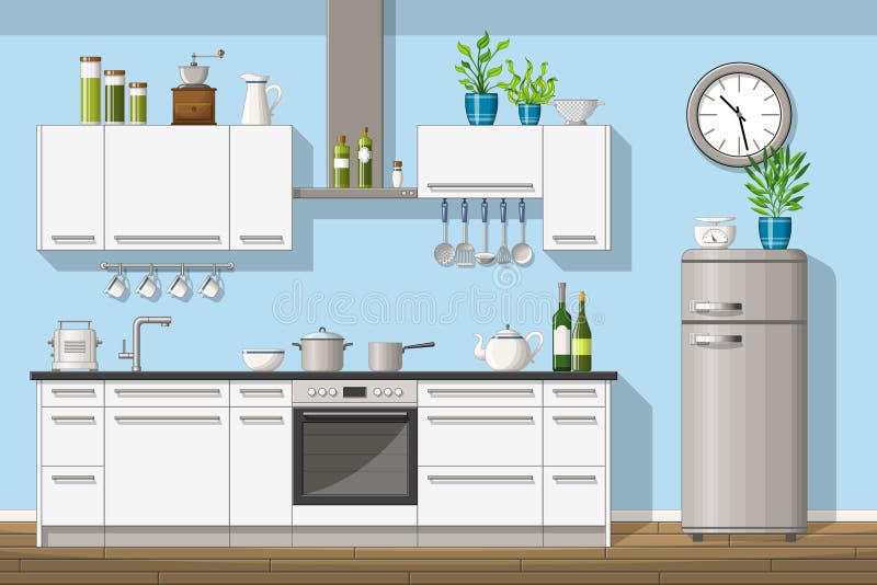 Illustration of Interior of a Modern Kitchen Stock Vector ...
