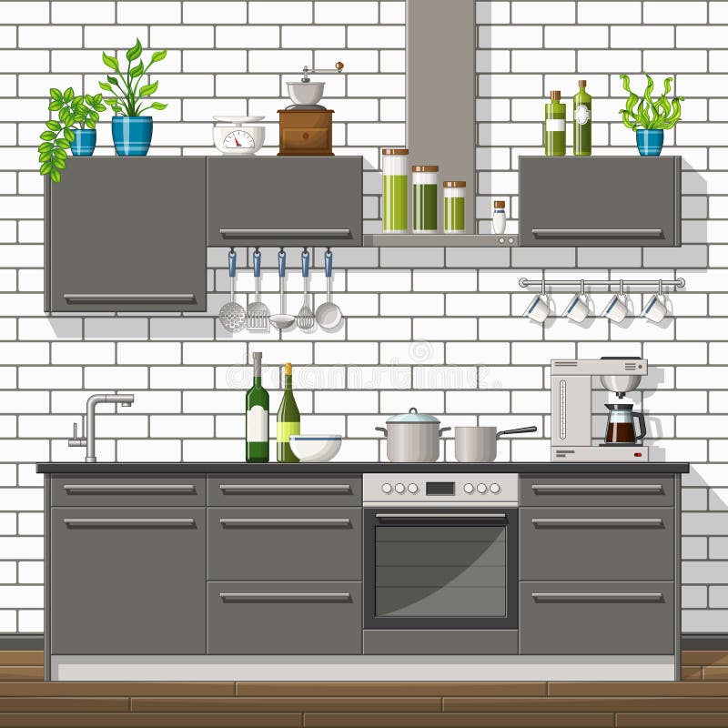 Illustration of Interior of a Modern Kitchen Stock Vector ...