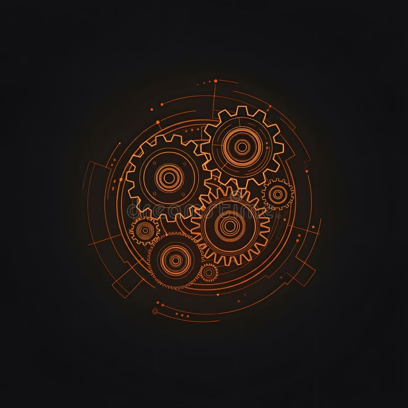 Illustration of Interlocking Mechanical Gears on Blue Background ...