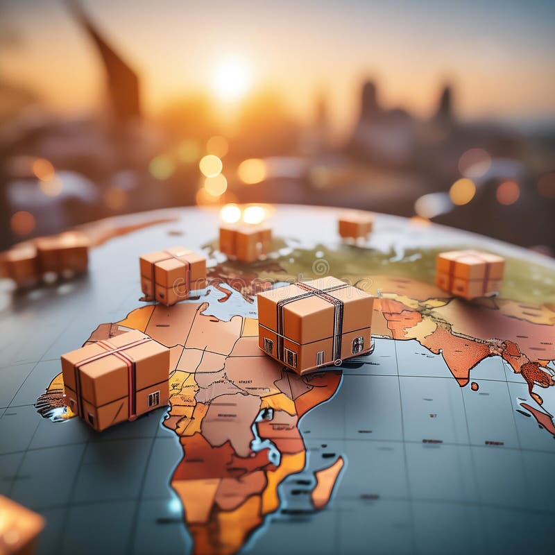Illustration of International Shipment and Logistics Process Stock ...