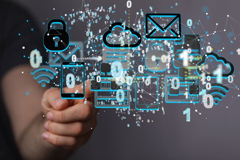 Illustration of the Internet Data Infrastructure Concept Near a Hand ...