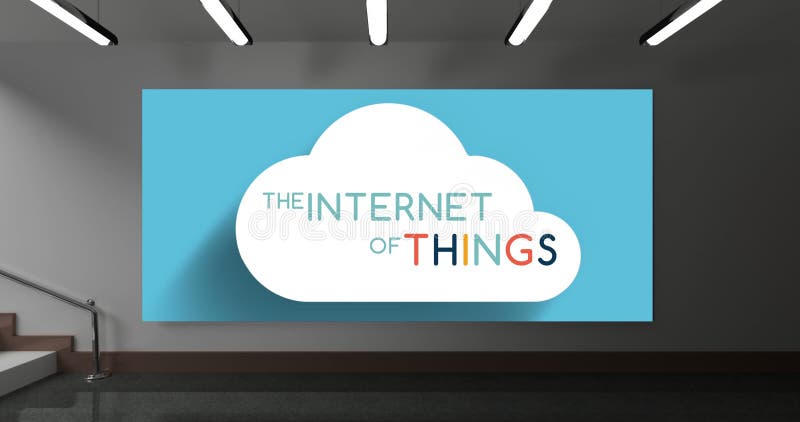 Illustration of the Internet of Things in Cloud on Blue Wallpaper Over ...