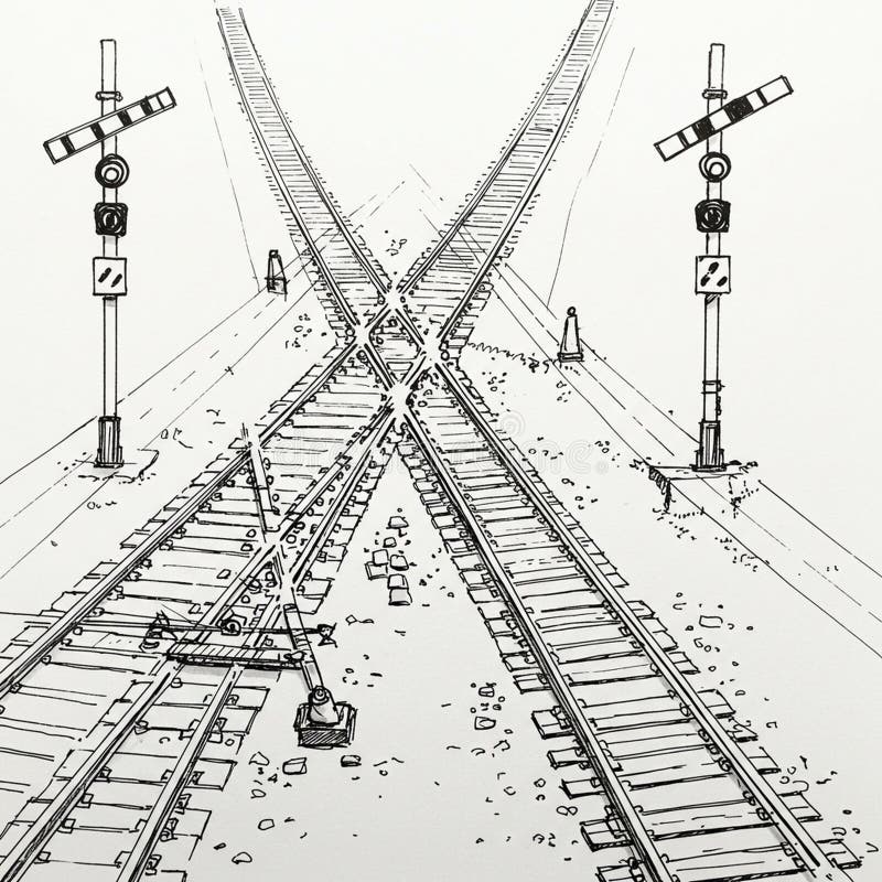 Intersecting Railroad Tracks Stock Illustrations – 12 Intersecting ...