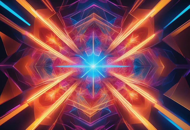 Illustration of Intricate Light Pattern Art Featuring Vibrant Colors ...