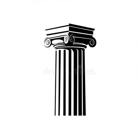Illustration of an Ionic Column, Characterized by Its Scroll-like ...