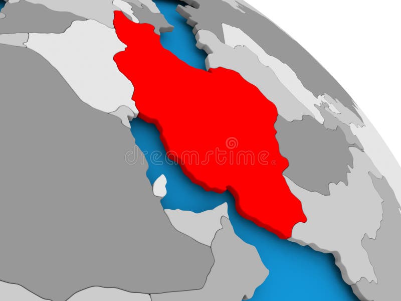 Iran in red on map stock illustration. Illustration of border - 100371798