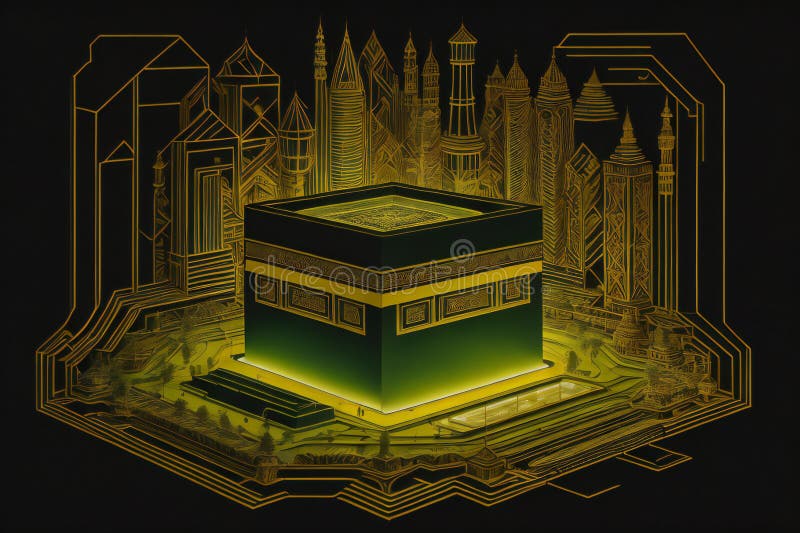 Illustration of Islamic Holy Kaaba. Generative Ai Stock Illustration ...
