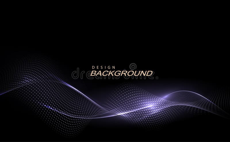 Illustration with Isolated Abstract Light Wave Pattern on Black ...