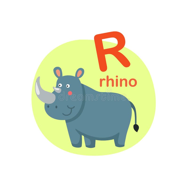 Cartoon Rhino Reading Book. Stock Illustration - Illustration of ...