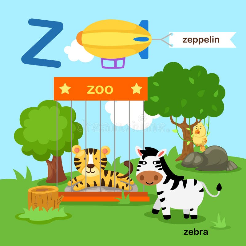 Illustration Isolated Alphabet Letter Z-zoo,zeppelin,zebra Stock Vector ...
