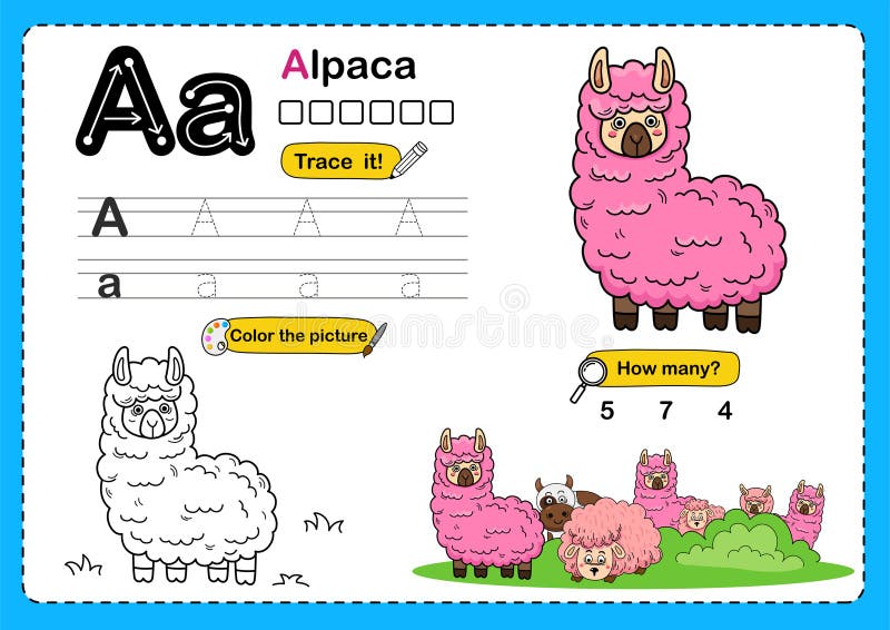 Illustration Isolated Animal Alphabet Letter a-Alpaca Stock Vector ...