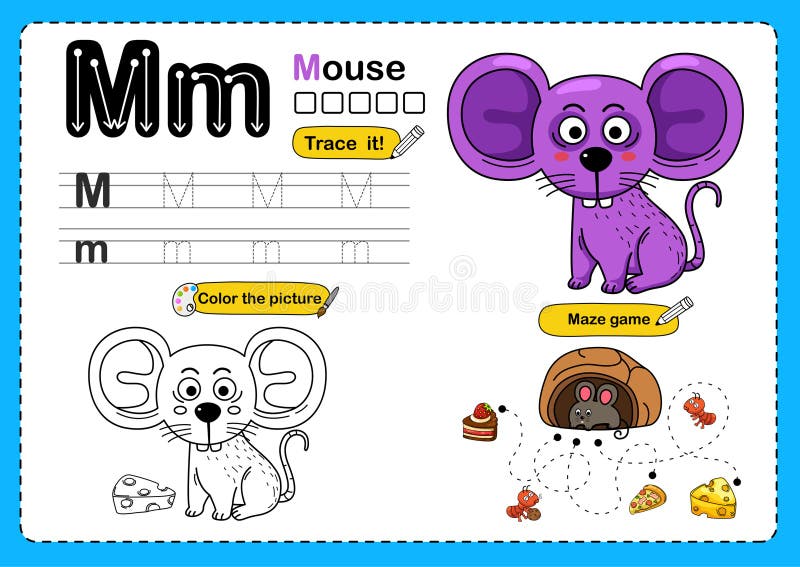 Illustration Isolated Animal Alphabet Letter M-Mouse Stock Vector ...