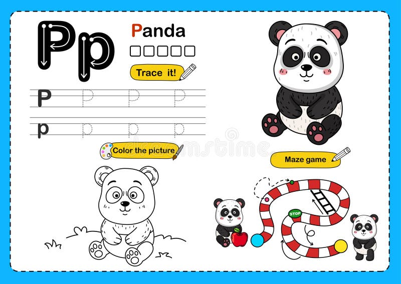 Illustration Isolated Animal Alphabet Letter P-Panda Stock Vector ...