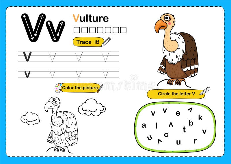 Illustration Isolated Animal Alphabet Letter V-vulture Stock Vector ...