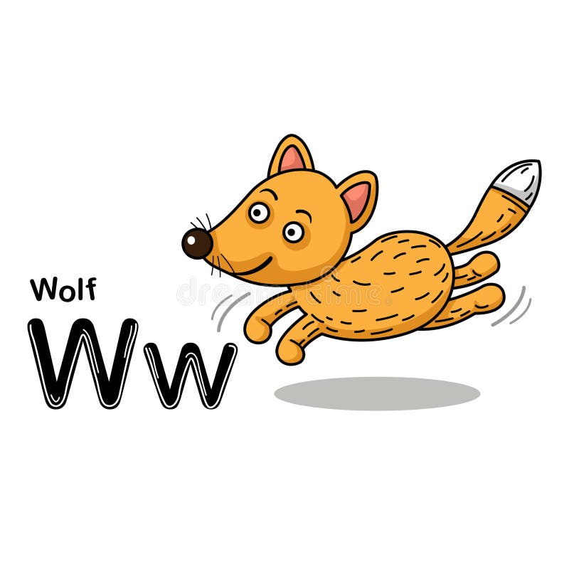 Illustration Isolated Animal Alphabet Letter W-Wolf Stock Vector ...