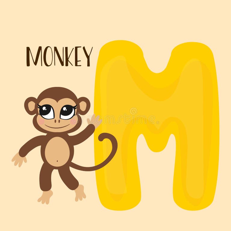 Illustration of Isolated Animal Alphabet M with Monkey Stock Vector ...