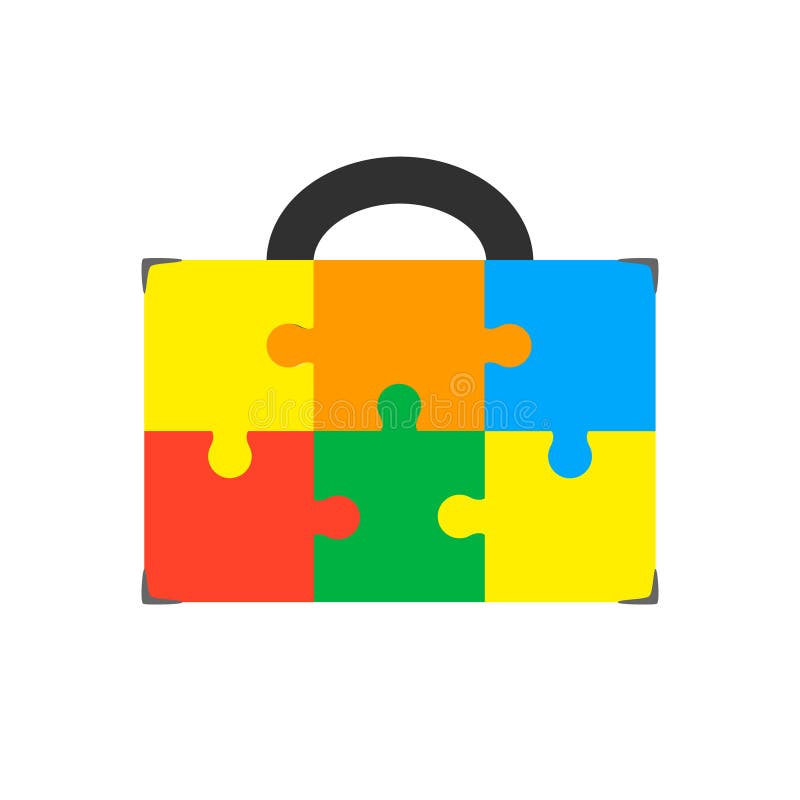Illustration of an Isolated Briefcase Icon with a Puzzle Piece Stock ...