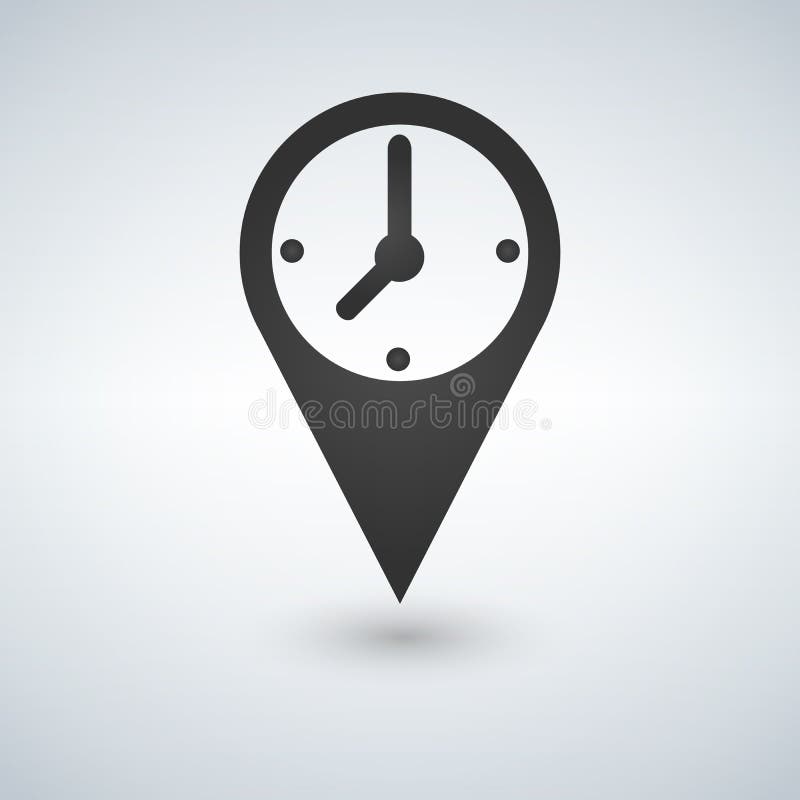 Illustration of an Isolated Map Mark with a Clock Icon Stock ...